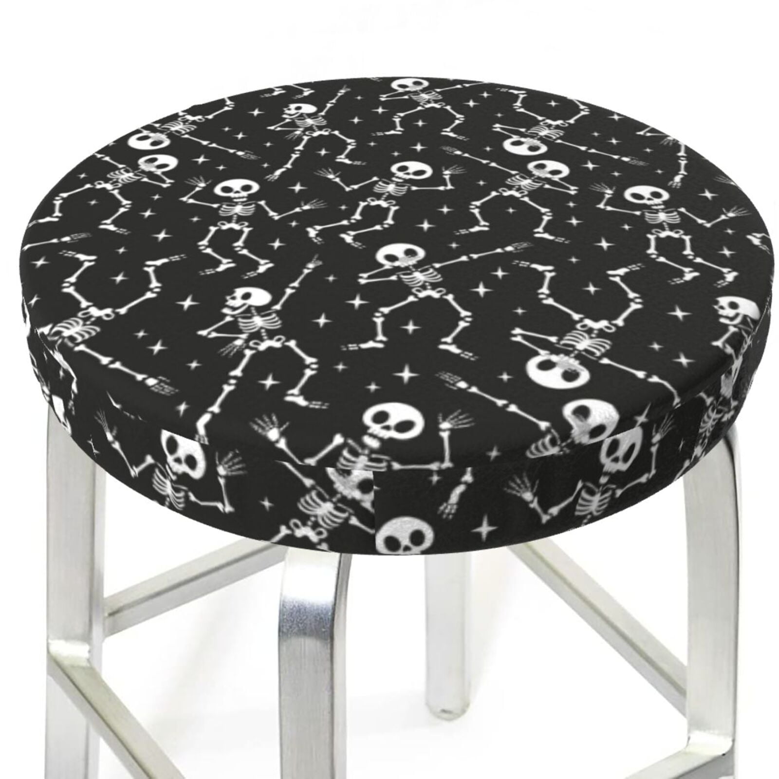 Bar Stool Covers - Retro Skeleton Dancing On Halloween Party Stretch ...