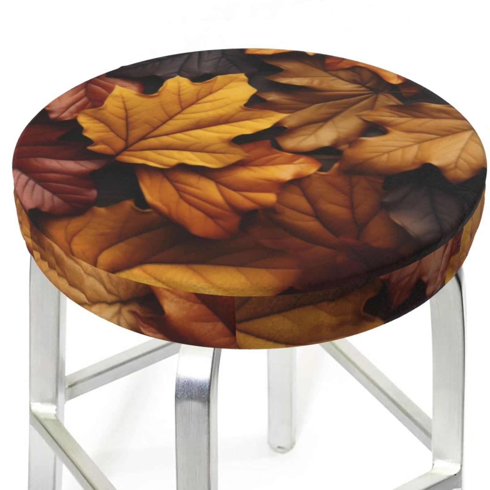 Bar Stool Covers - Rich Autumn Maple Leaf Texture Stretch Round Seat ...