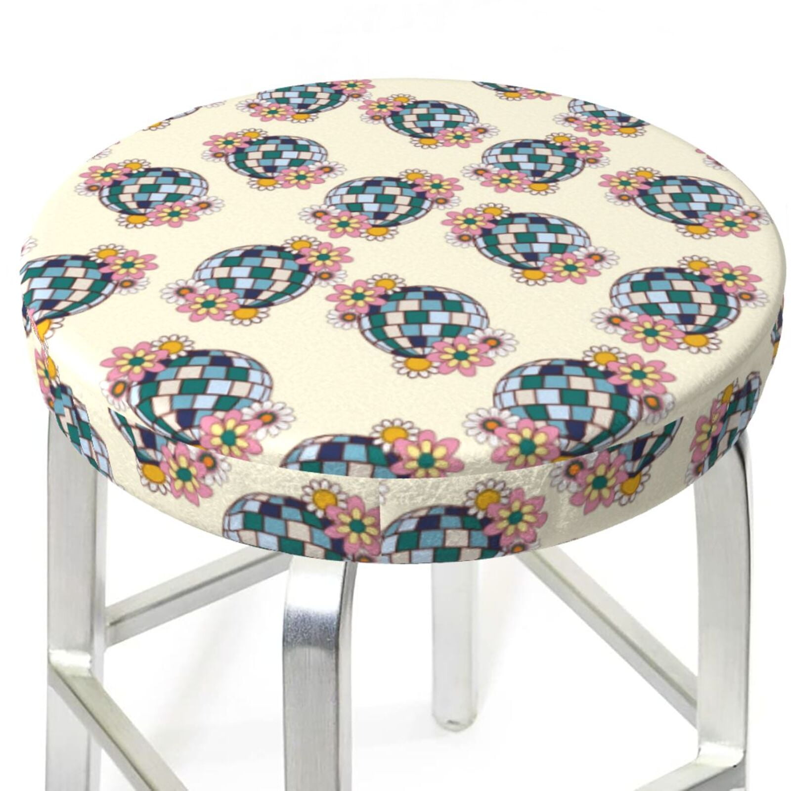 Bar Stool Covers Round, 70s Disco Ball Bar Stool Cushion Covers Seat ...