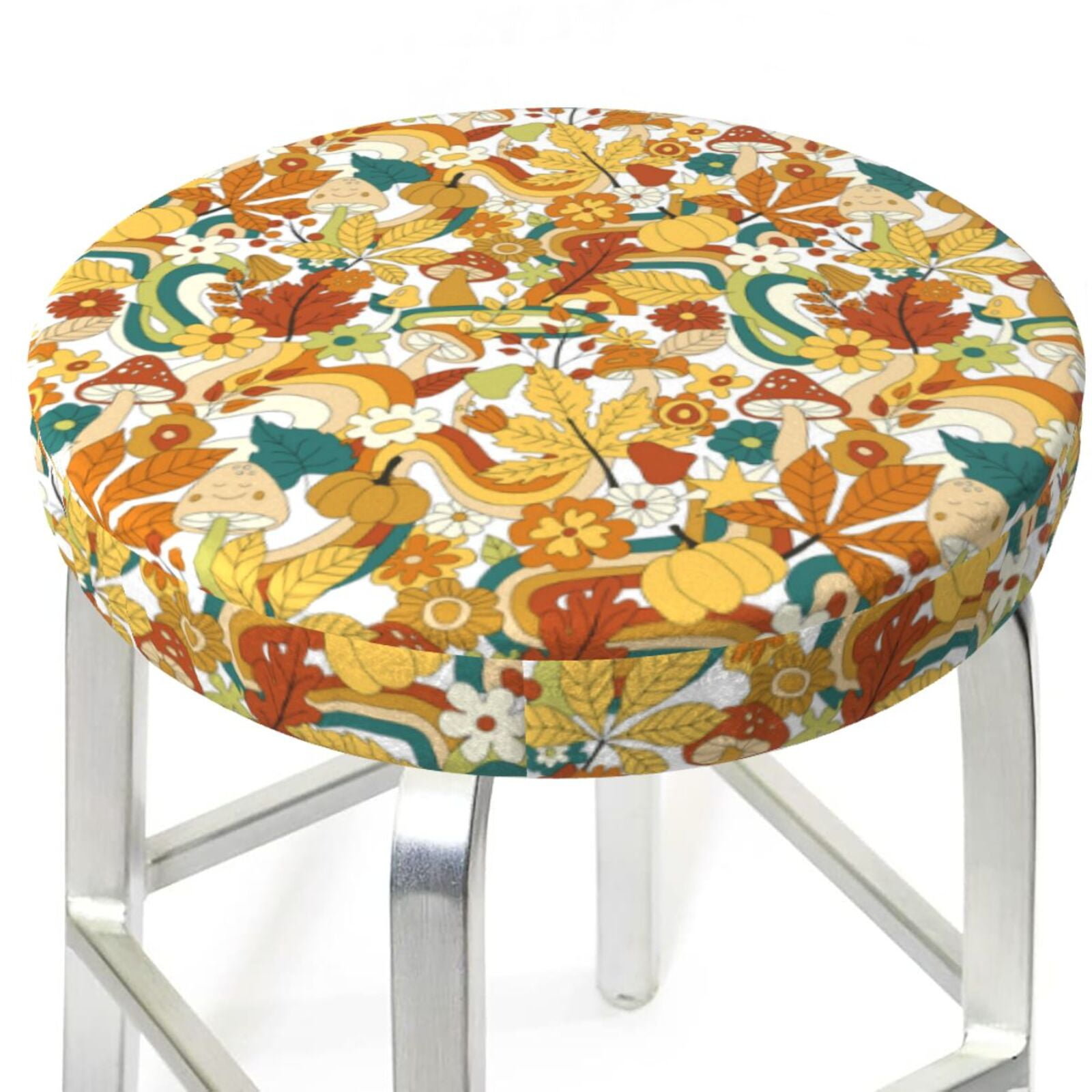 Bar Stool Covers Round, 70s Groovy Hippie Bar Stool Cushion Covers Seat ...