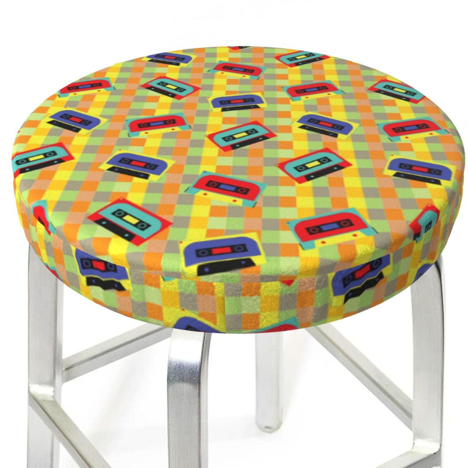 Bar Stool Covers Round, 90s Audio Tape Bar Stool Cushion Covers Seat ...