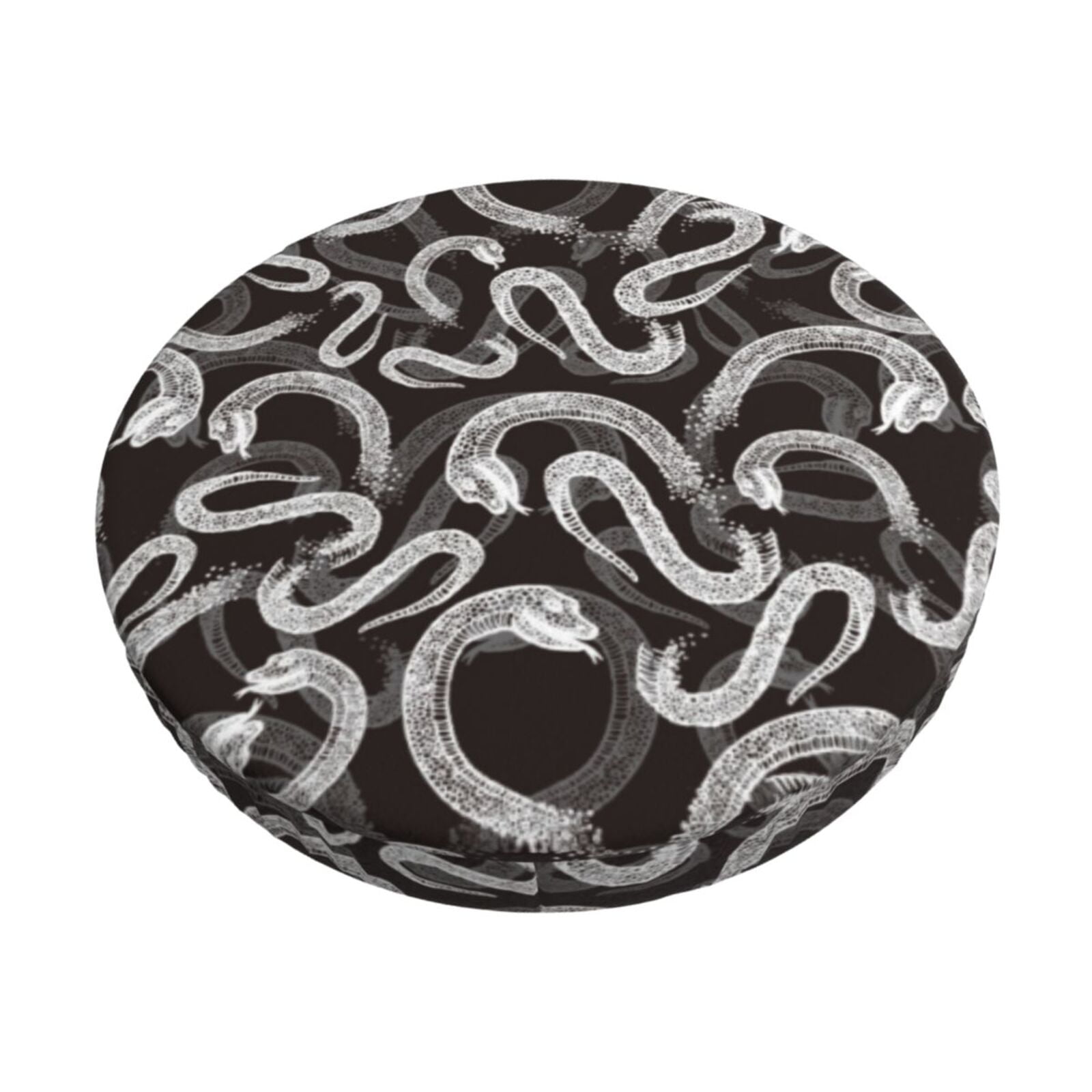 Bar Stool Covers Round, Abstract Minimalist Snake White Bar Stool ...