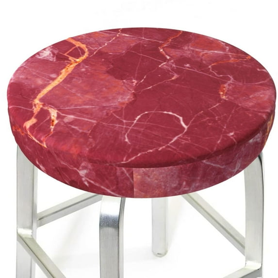 Bar Stool Covers Round, Abstract White Red Gold Marble Texture Bar ...