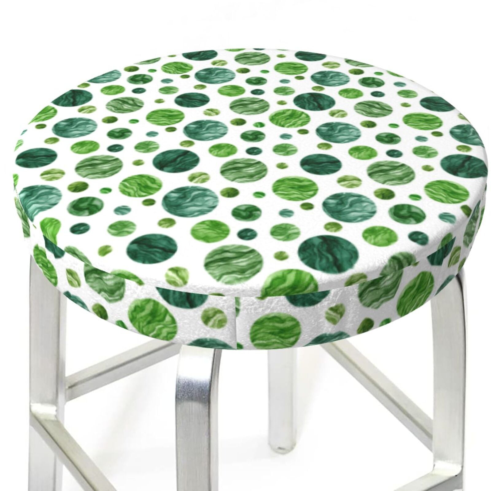 Bar Stool Covers Round, Abstract green Polka Dots Washable Round Seat ...
