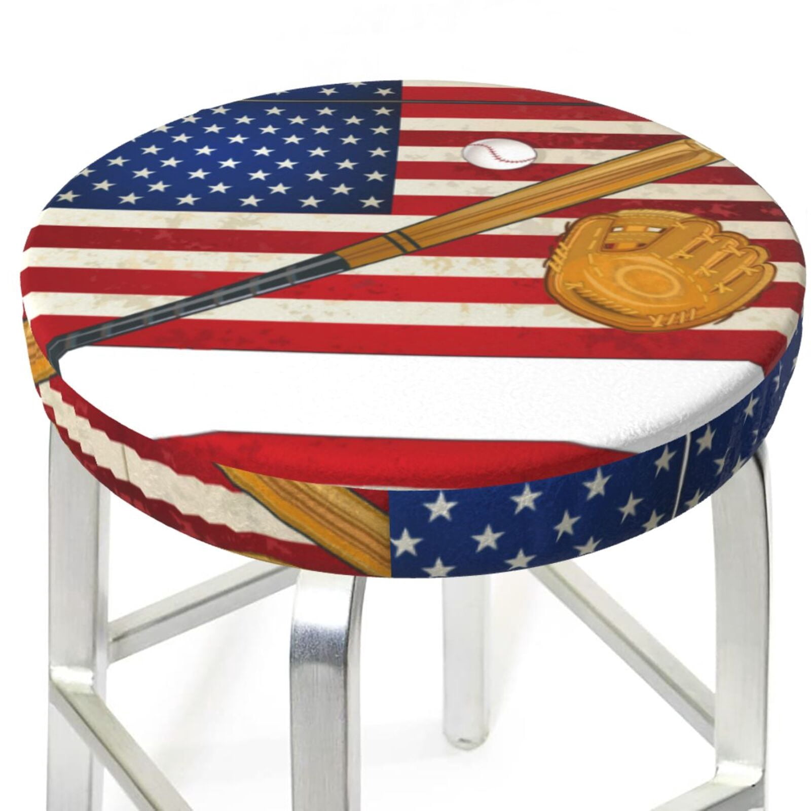 Bar Stool Covers Round, American Flag And Baseball Bar Stool Cushion ...
