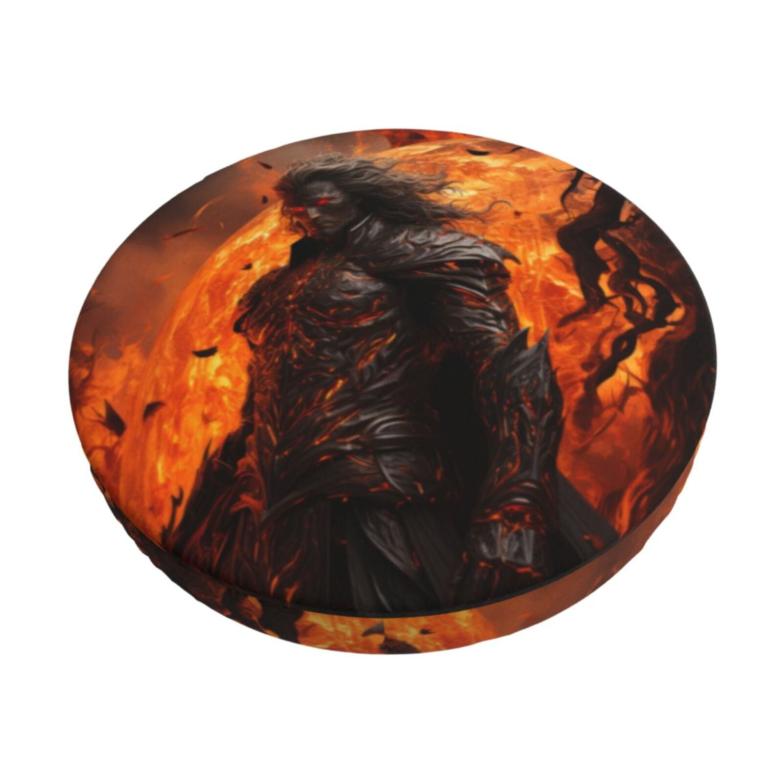Bar Stool Covers Round, Angry Fireball Flame Warrior Bar Stool Cushion ...