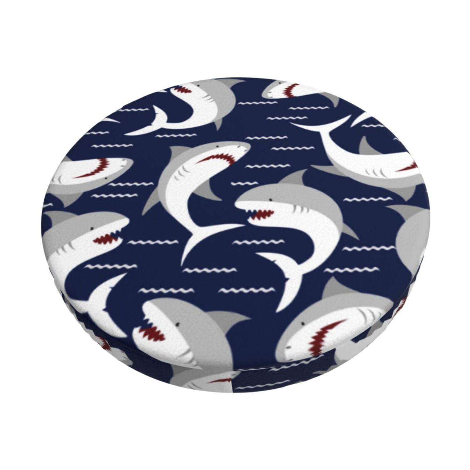 Bar Stool Covers Round, Angry Shark Bar Stool Cushion Covers Seat ...