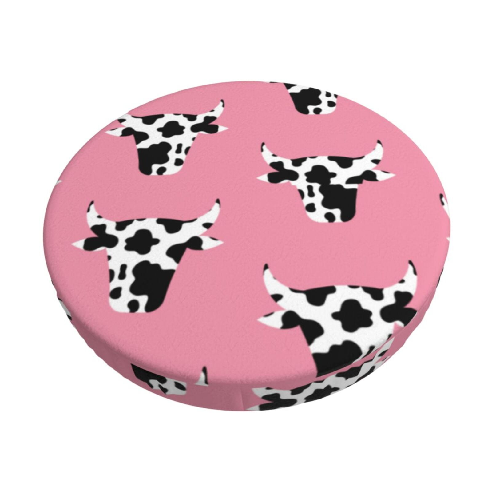 Bar Stool Covers Round, Artistic Cartoon Cow Print Head Bar Stool ...