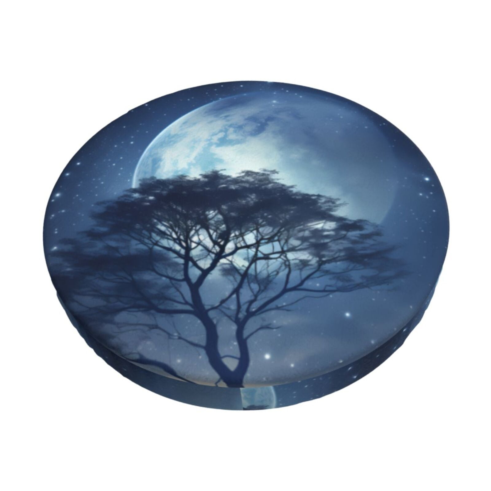 Bar Stool Covers Round, Artistic Tree Moon Starry Sky Bar Stool Cushion ...
