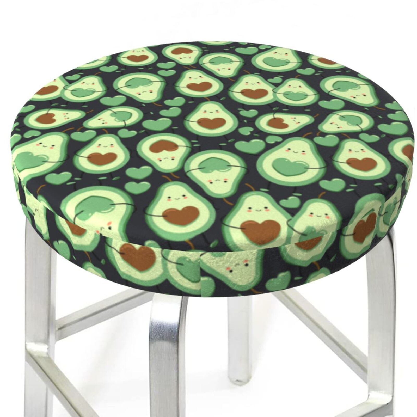 Bar Stool Covers Round, Avocado Heart Bar Stool Cushion Covers Seat ...