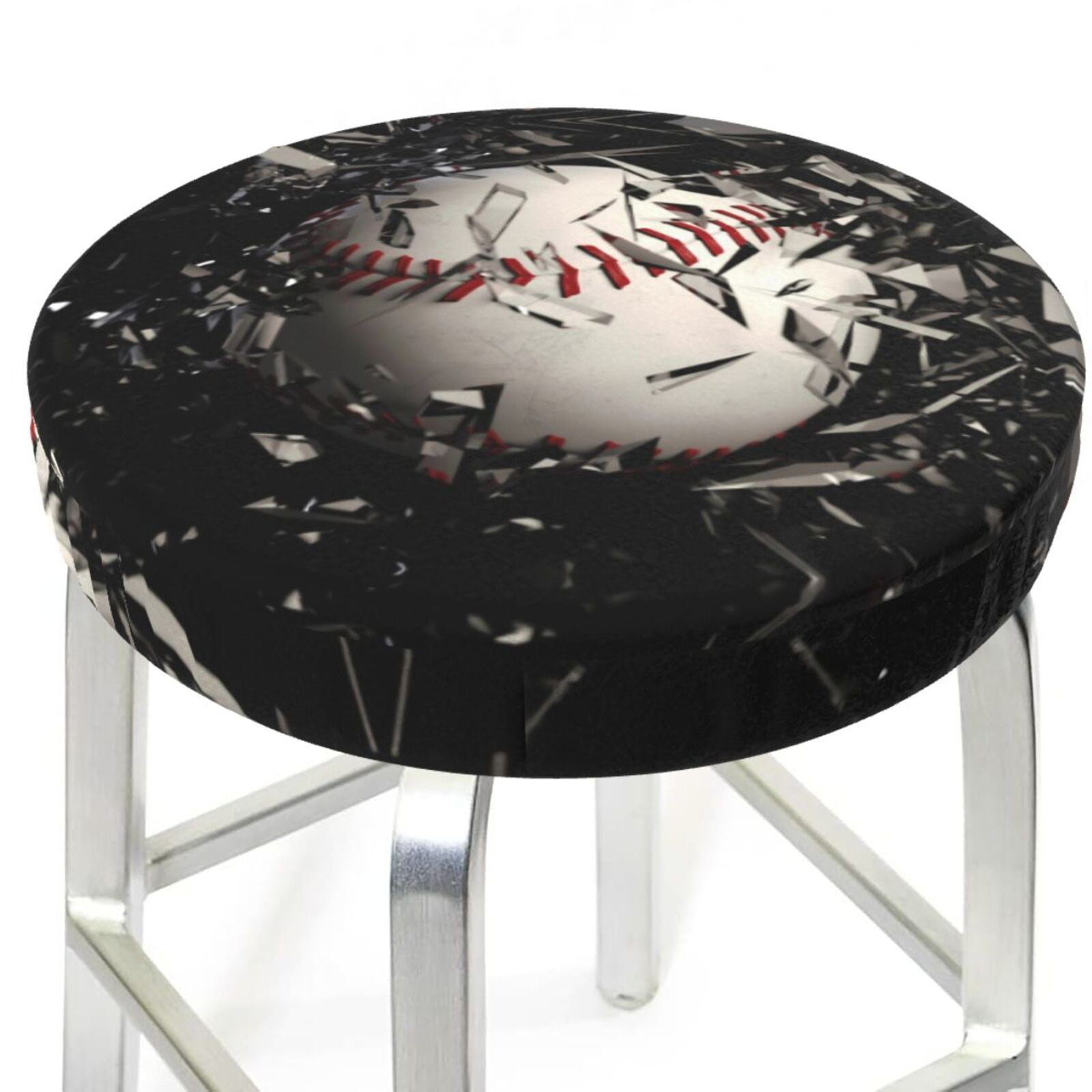 Bar Stool Covers Round, Baseball Breaking Glass Bar Stool Cushion ...