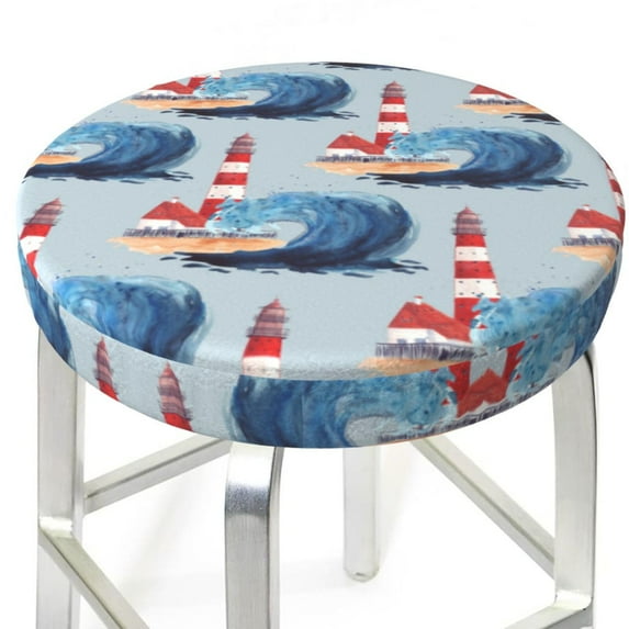 Bar Stool Covers Round, Beacon In The Huge Waves Of The Surf Bar Stool ...