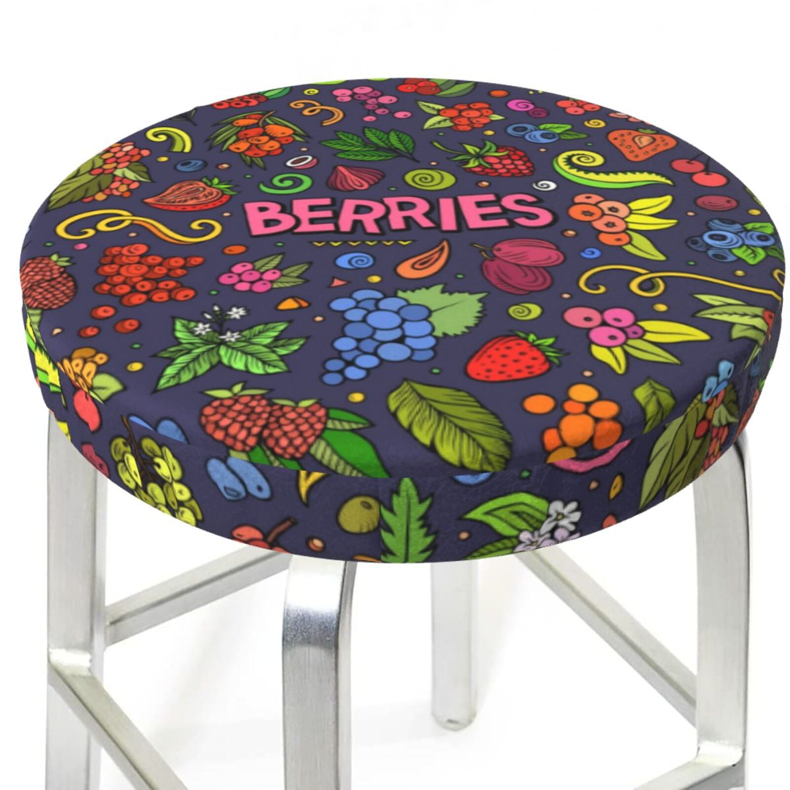 Bar Stool Covers Round, Berry Fruits Bar Stool Cushion Covers Seat ...