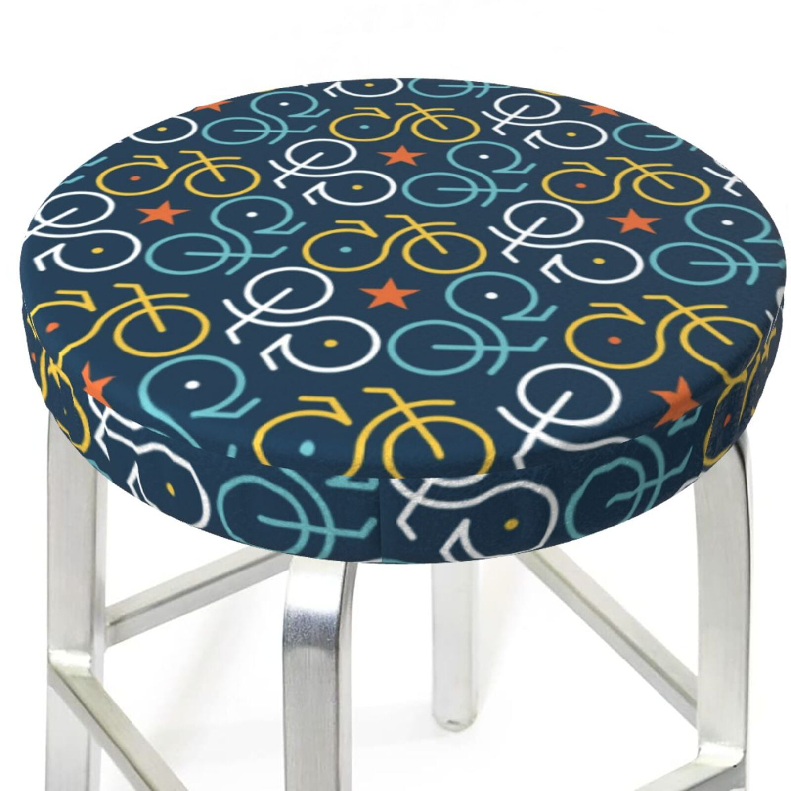 Bar Stool Covers Round, Bicycle Colorful Washable Round Seat Covers ...