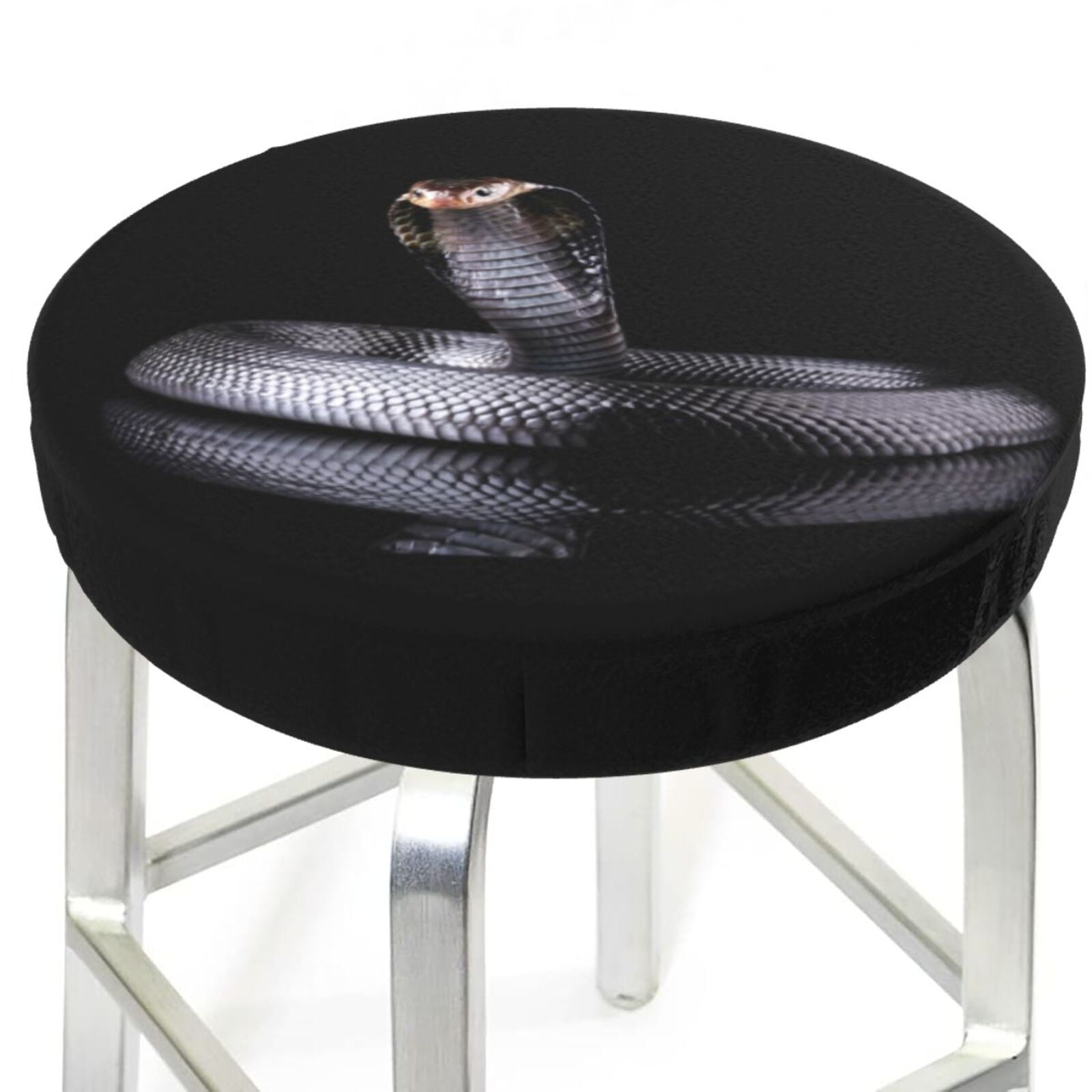 Bar Stool Covers Round, Black Cobra Snake Bar Stool Cushion Covers Seat ...