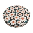 Bar Stool Covers Round, Blue Leaves Daisies Flowers Bar Stool Cushion ...