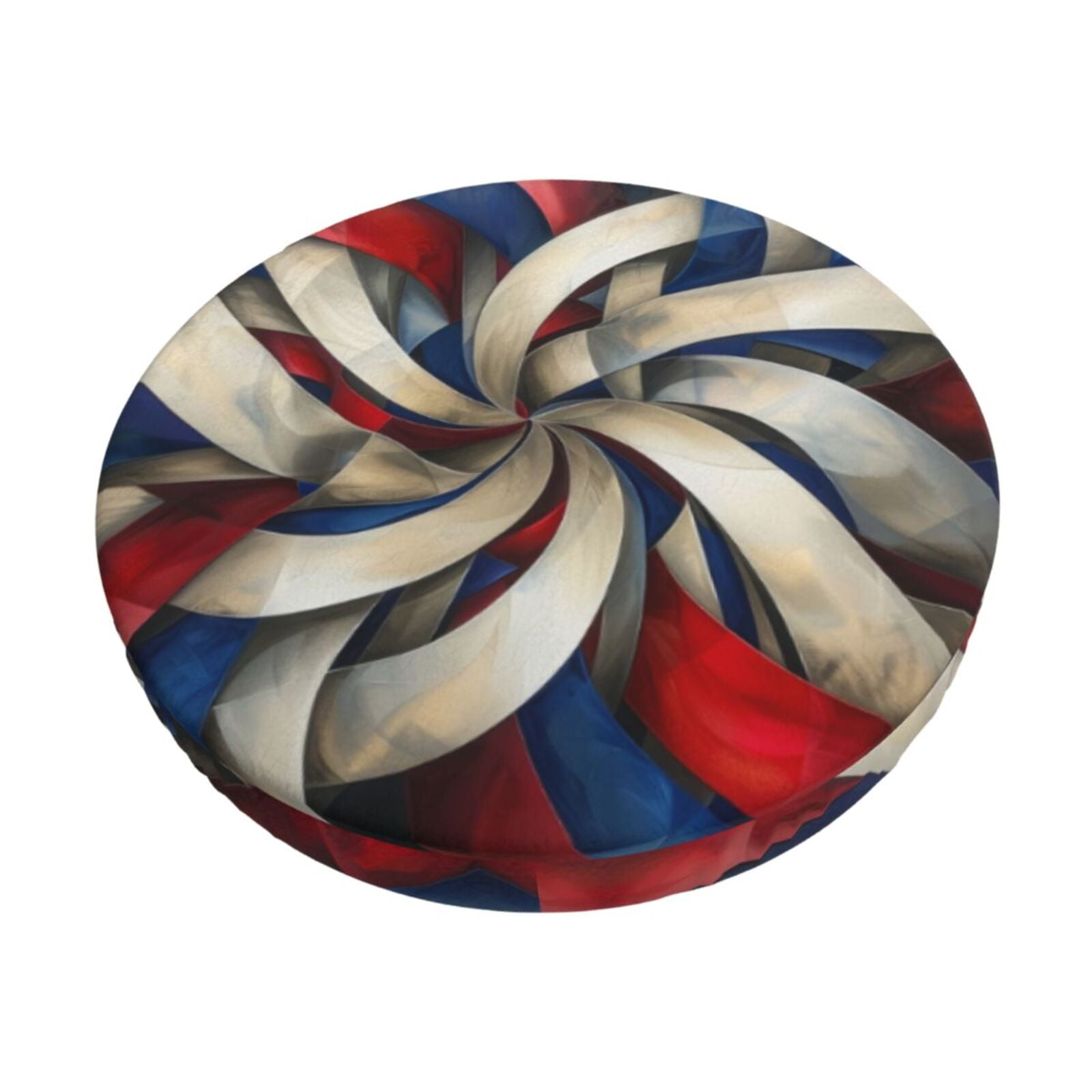 Bar Stool Covers Round, Blue Red Abstract Fractal Bar Stool Cushion ...