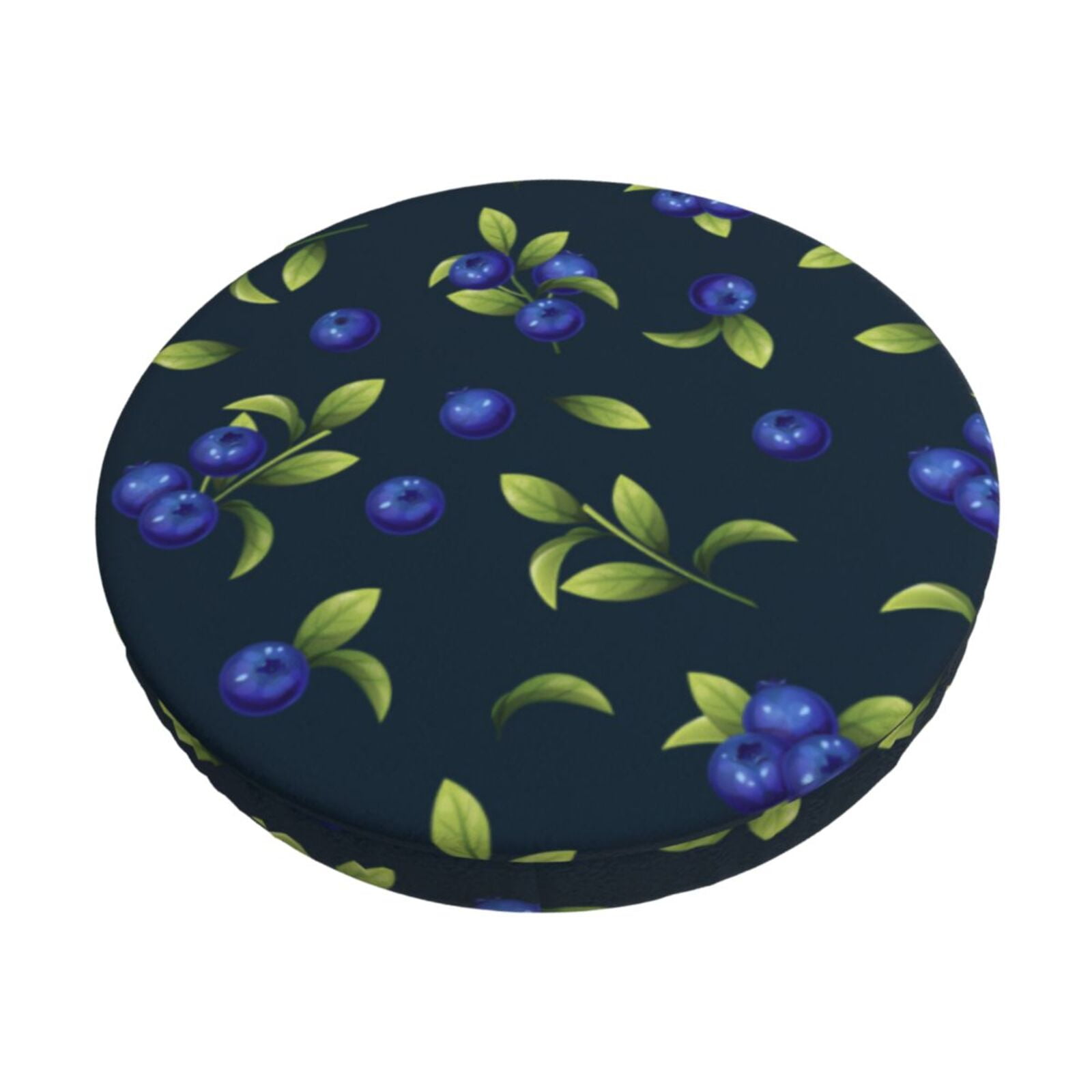 Bar Stool Covers Round, Blueberry Print Black Bar Stool Cushion Covers ...