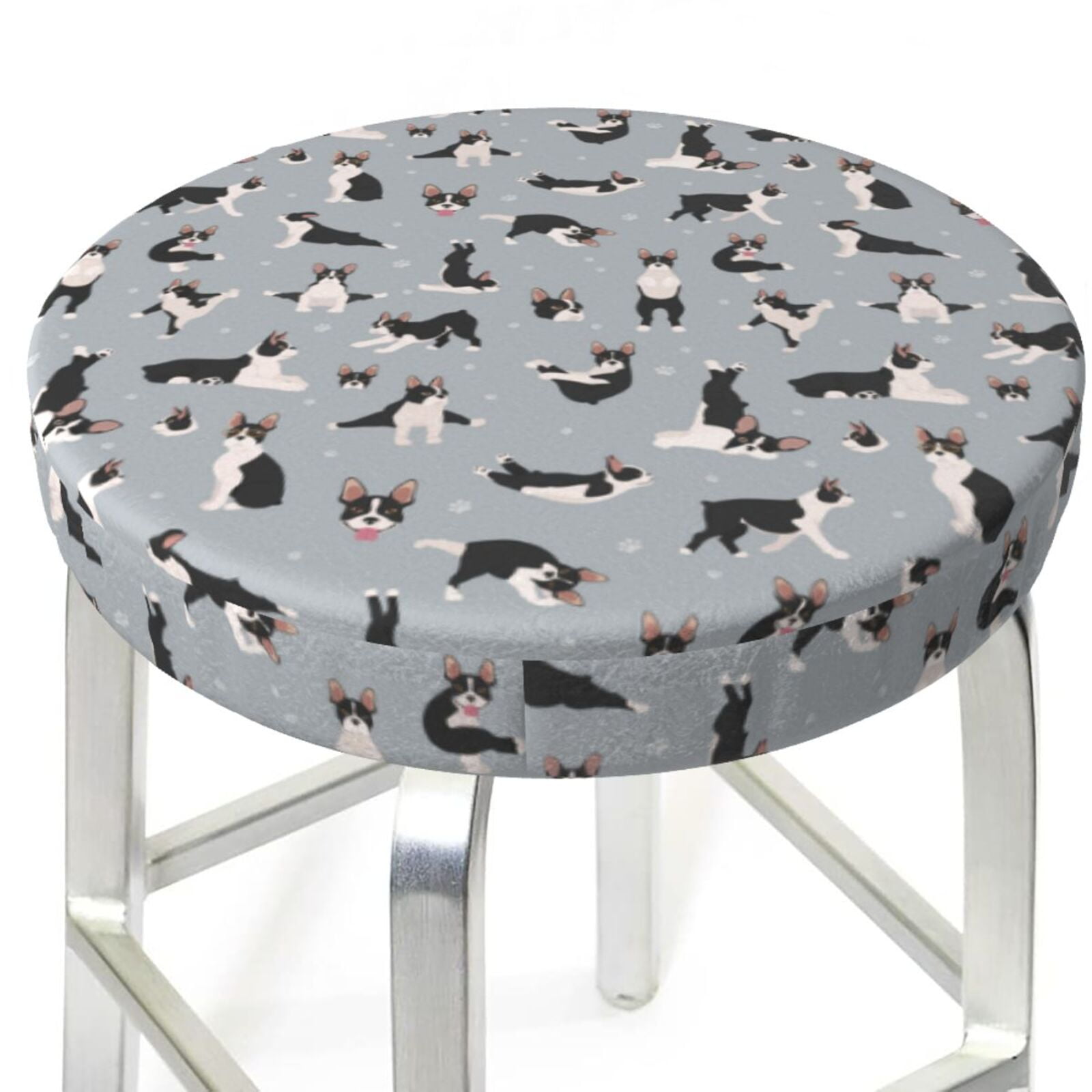 Bar Stool Covers Round, Boston terrier yoga poses cute Bar Stool ...