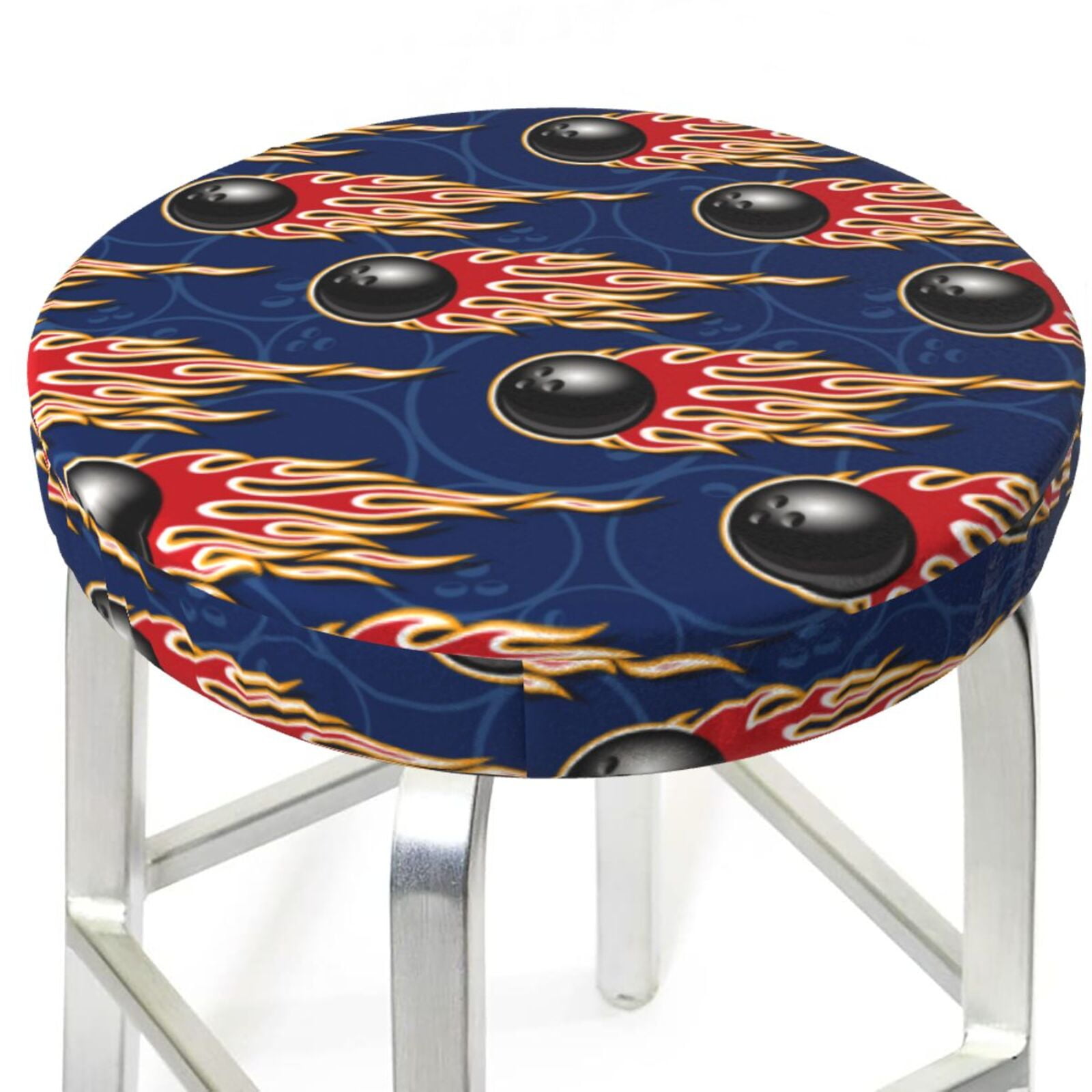 Bar Stool Covers Round, Bowling Ball And Flame Bar Stool Cushion Covers ...
