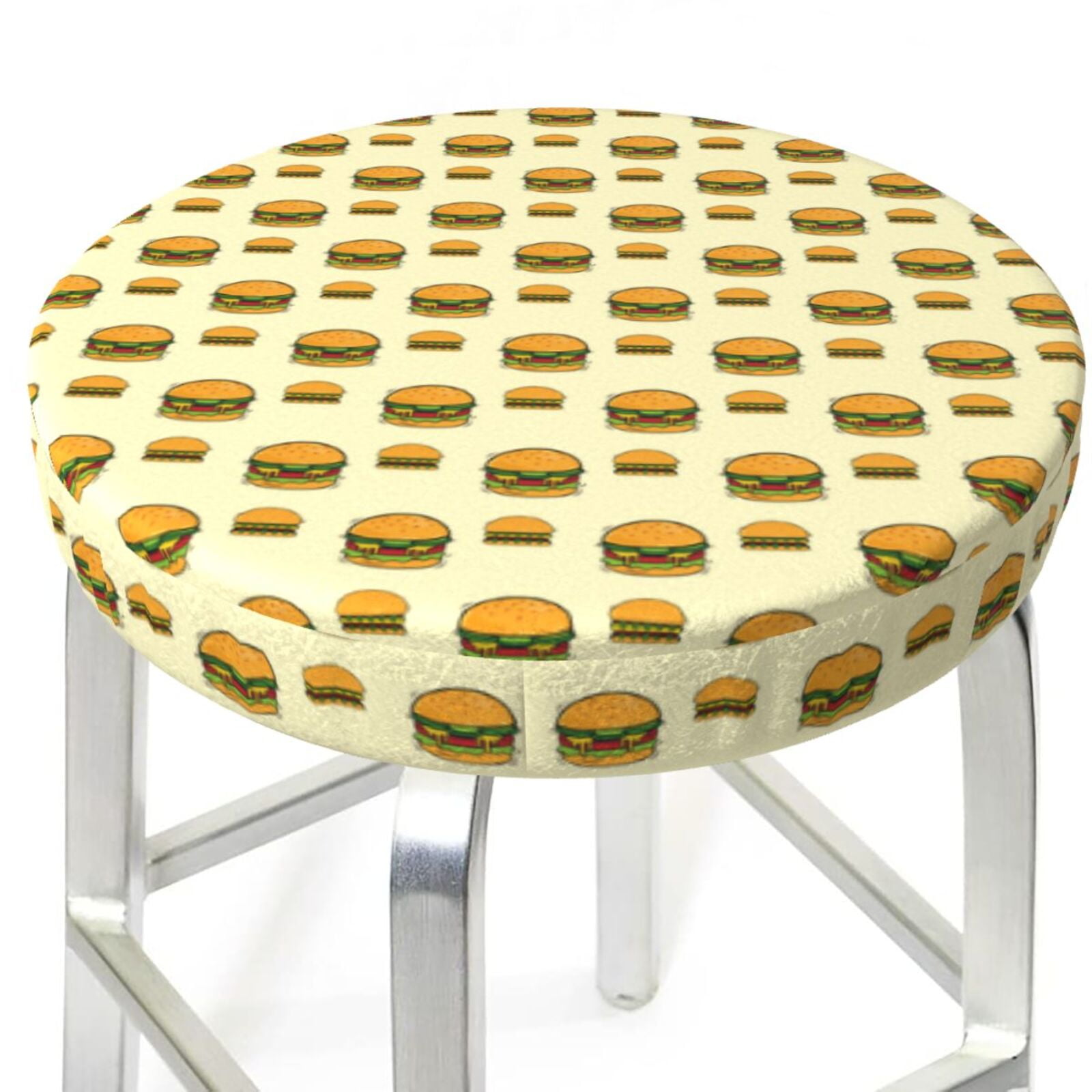 Bar Stool Covers Round, Burgers And Hot Dogs Bar Stool Cushion Covers ...