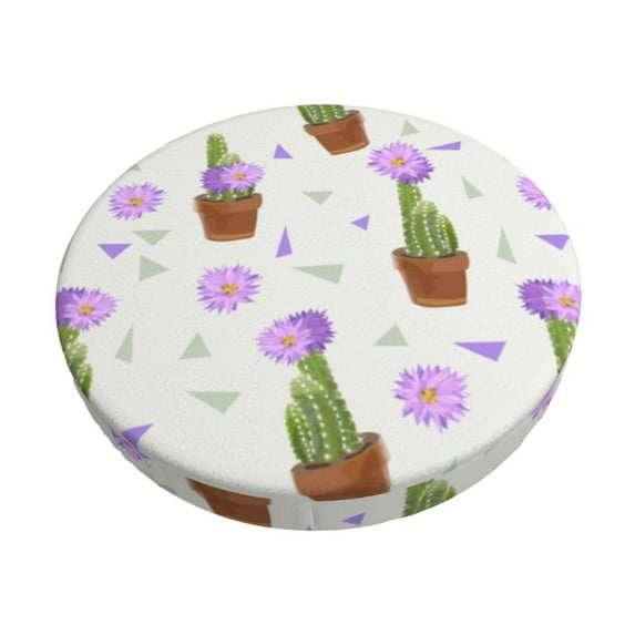 Bar Stool Covers Round, Cactus Blooming Purple Bar Stool Cushion Covers ...