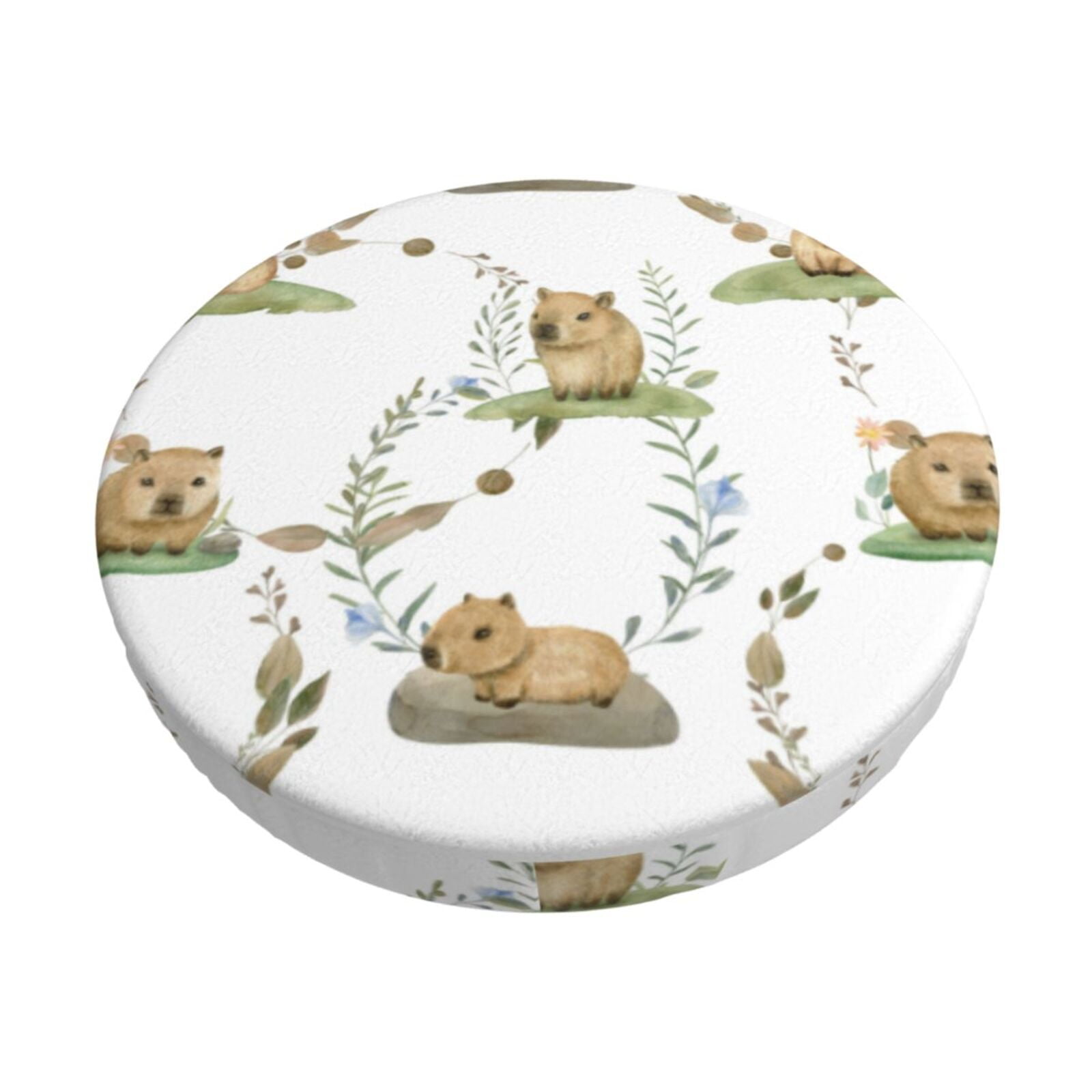Bar Stool Covers Round, Capybara Plant Bar Stool Cushion Covers Seat ...