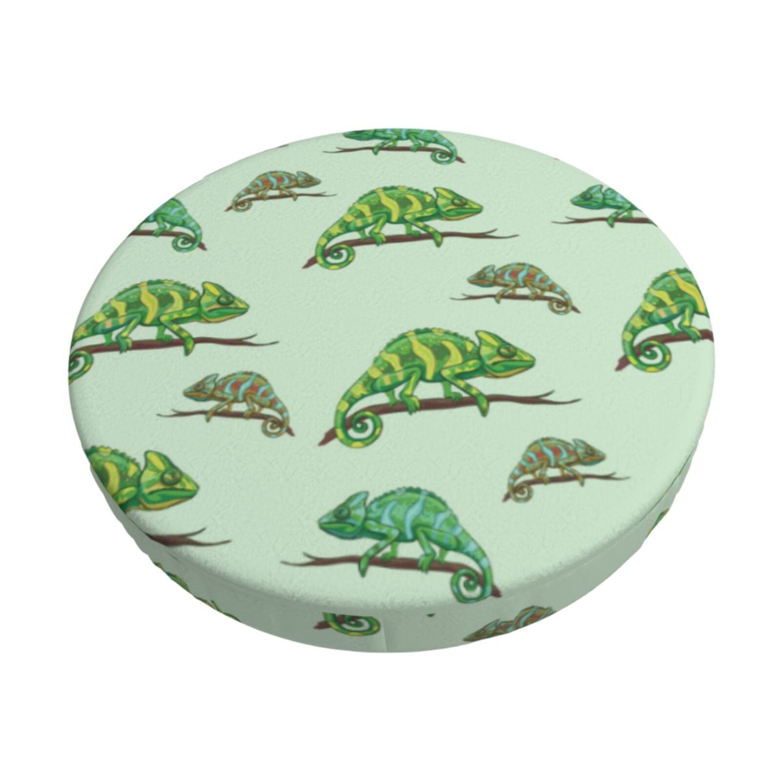 Bar Stool Covers Round, Cartoon Chameleon Cute Lizard Bar Stool Cushion ...