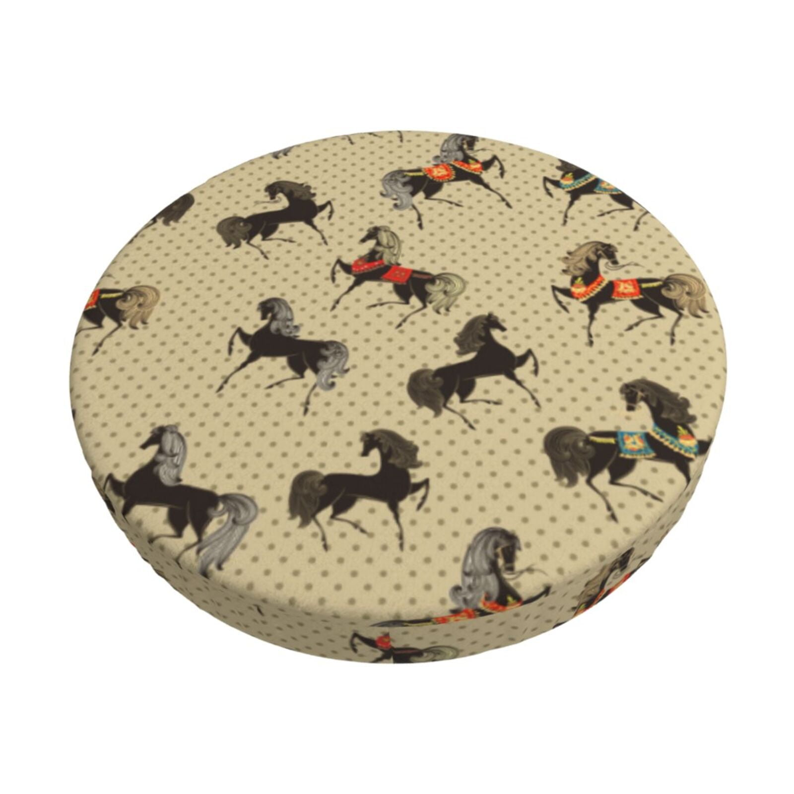 Bar Stool Covers Round, Cartoon Cool Horse Black Bar Stool Cushion ...