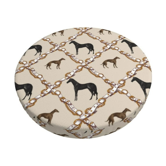 Bar Stool Covers Round, Cartoon Cool Horse Hunting Dog Bar Stool ...