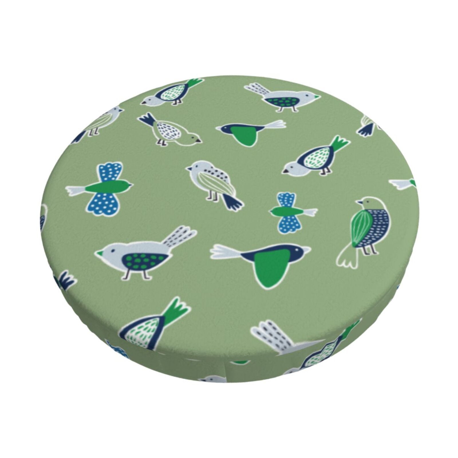 Bar Stool Covers Round, Cartoon Cute Bird Green Bar Stool Cushion ...