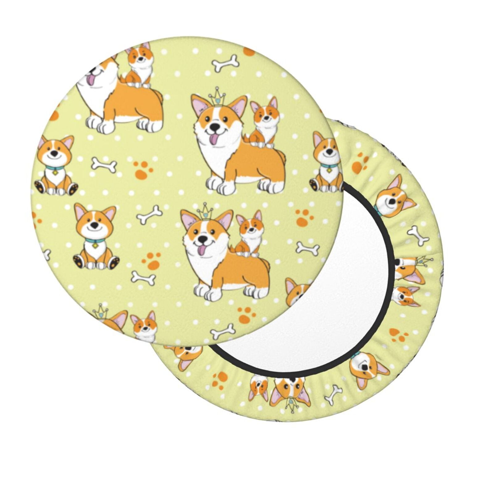 Bar Stool Covers Round - Cartoon Cute Corgi Dog Funny Soft Anti-Slip ...