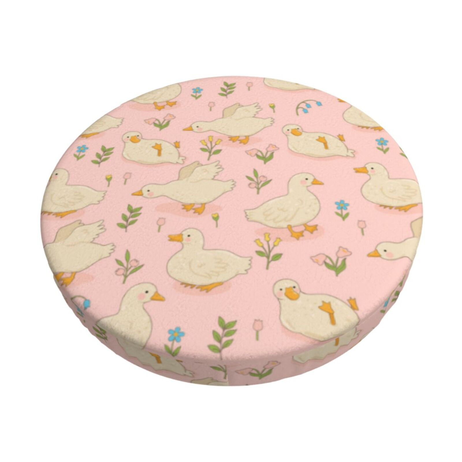 Bar Stool Covers Round, Cartoon Cute Duck Flower Pink Bar Stool Cushion ...
