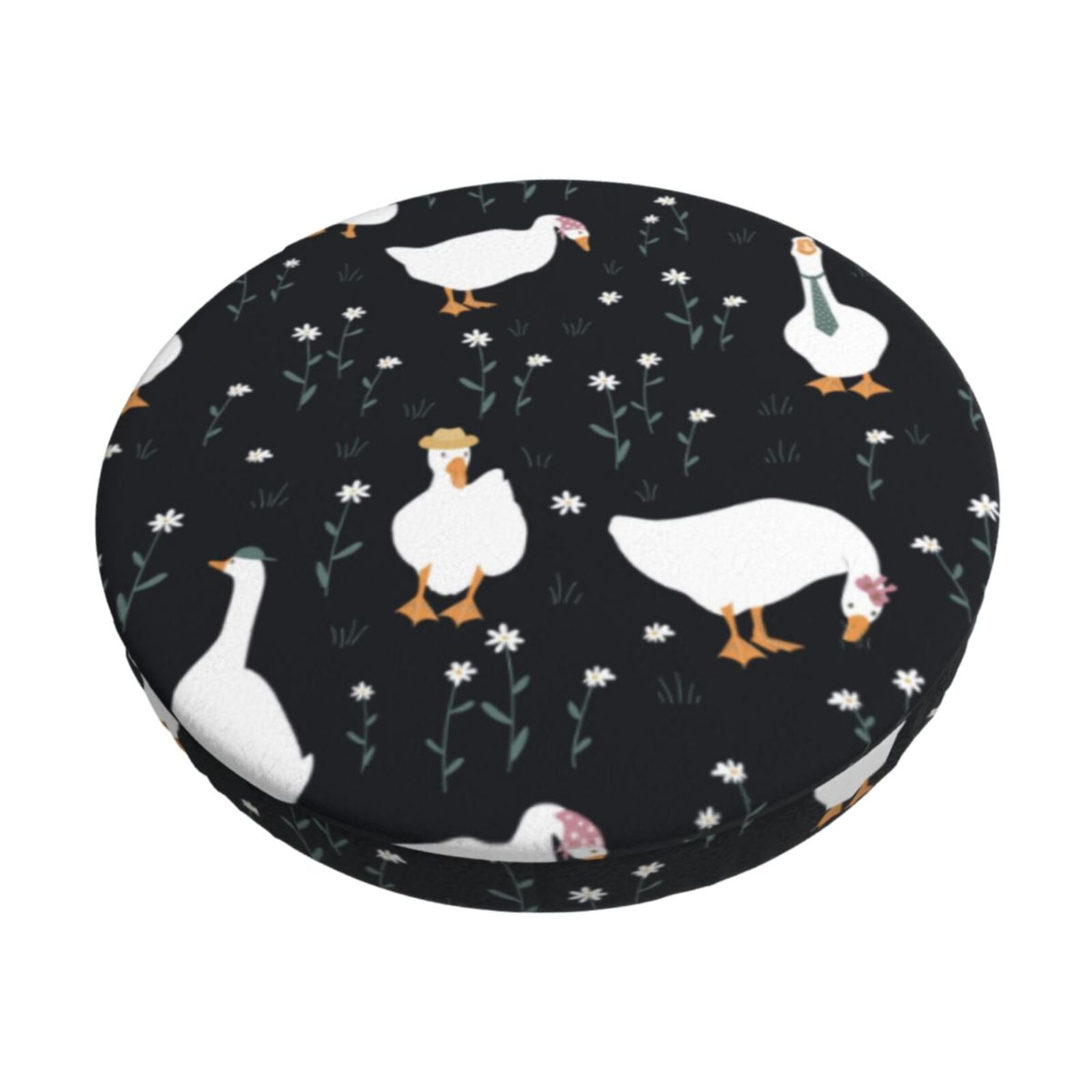 Bar Stool Covers Round, Cartoon Cute Duck Hat Tie Flower Bar Stool ...