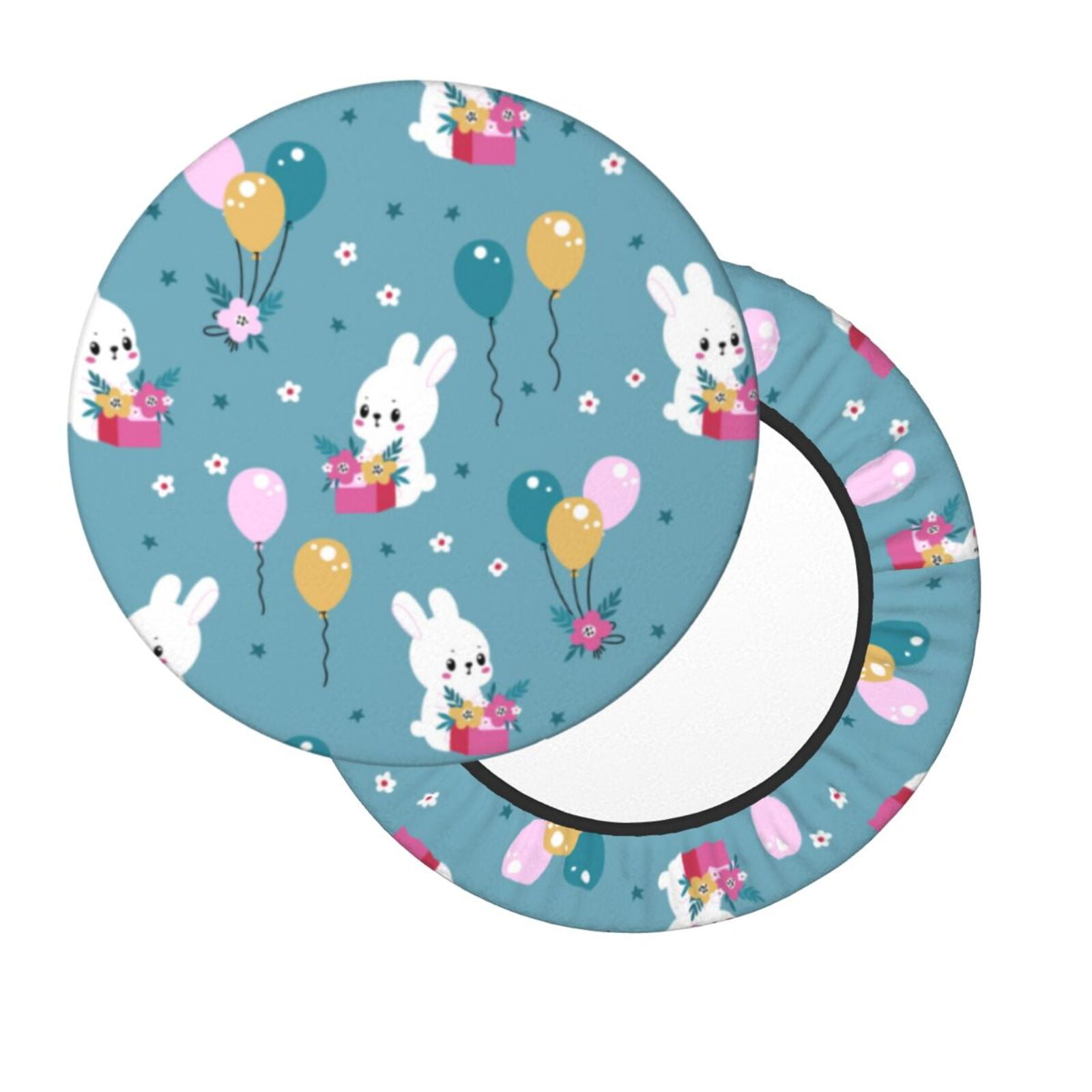 Bar Stool Covers Round - Cartoon Cute Rabbit Balloon Flower Soft Anti ...
