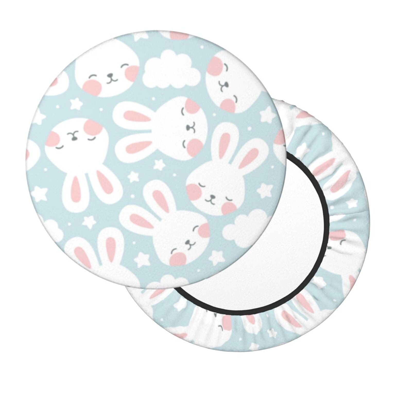 Bar Stool Covers Round - Cartoon Cute Rabbit Face Stars Soft Anti-Slip ...