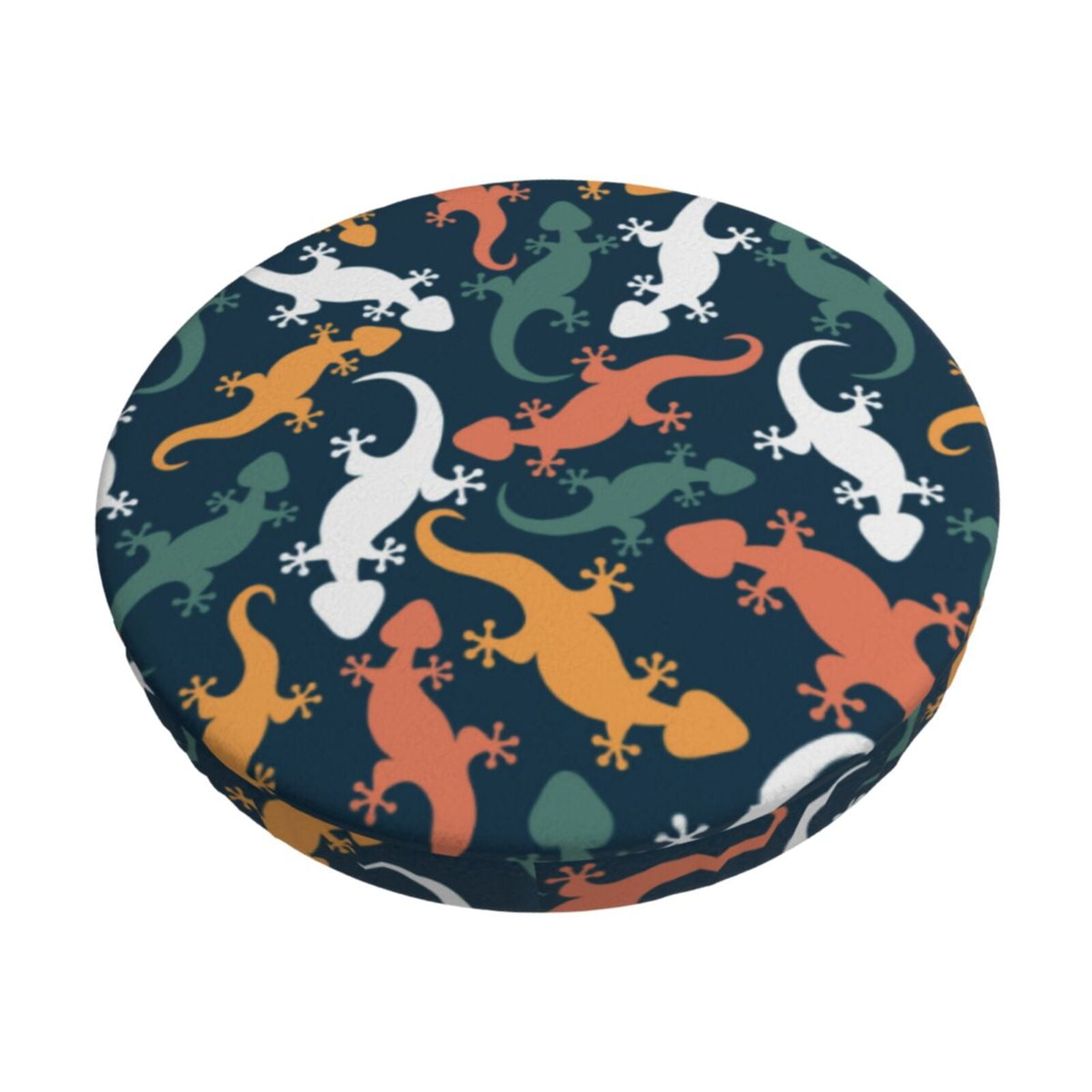 Bar Stool Covers Round, Cartoon Lizard Gecko Multicolor Bar Stool ...