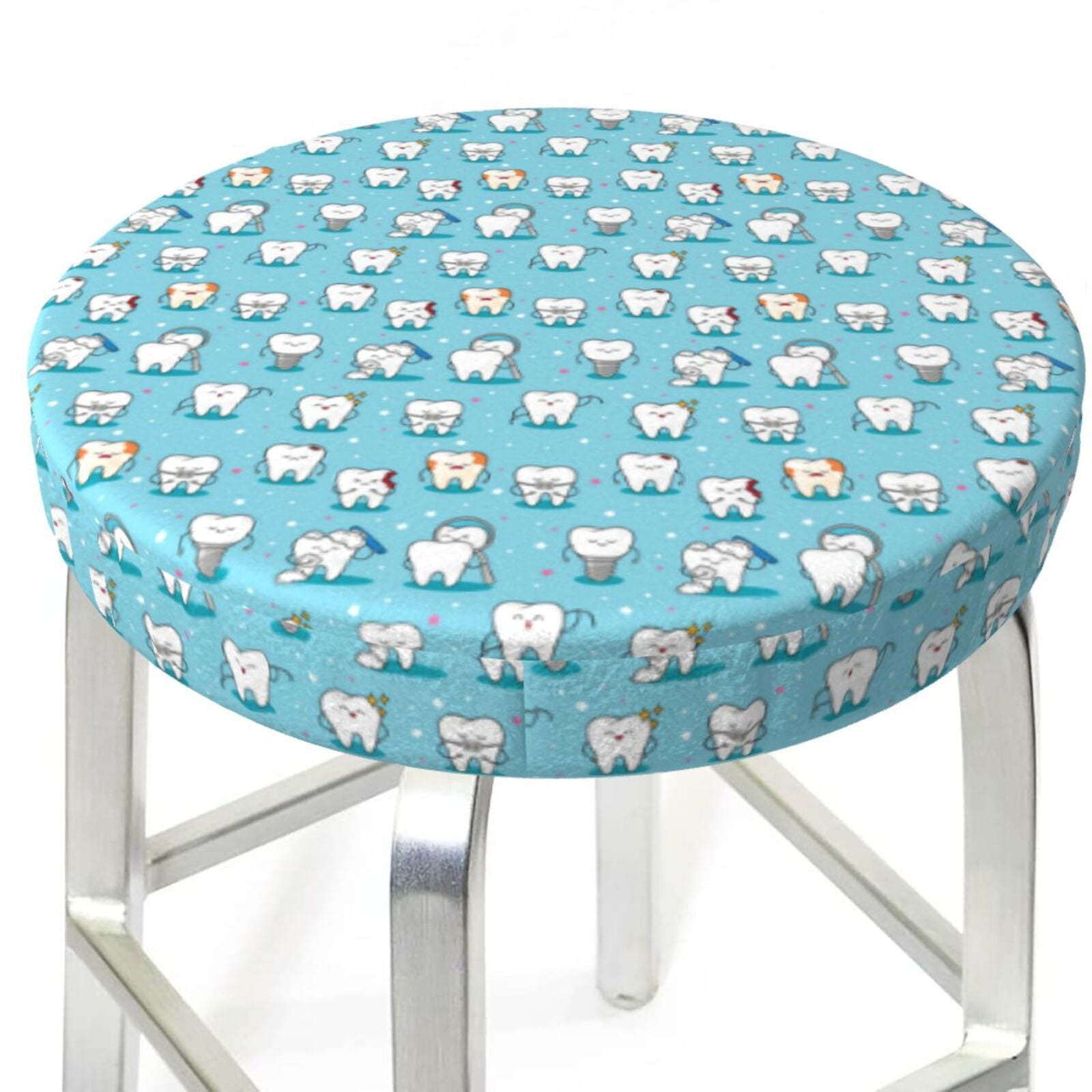 Bar Stool Covers Round, Cartoon Teeth Bar Stool Cushion Covers Seat ...