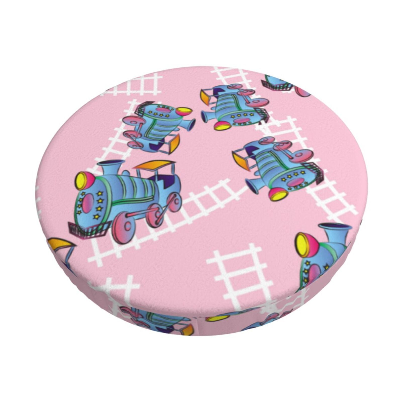 Bar Stool Covers Round, Cartoon Trains Pattern Bar Stool Cushion Covers ...