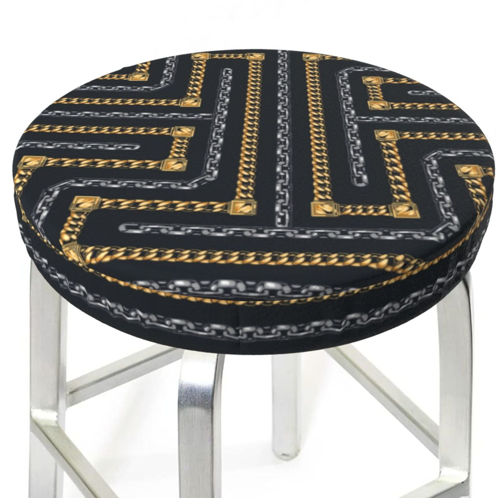 Bar Stool Covers Round, Chain Maze Pattern Bar Stool Cushion Covers ...
