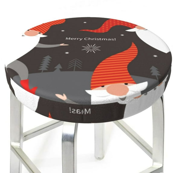 Bar Stool Covers Round, Christmas Gnomes In Red Hats Bar Stool Cushion ...