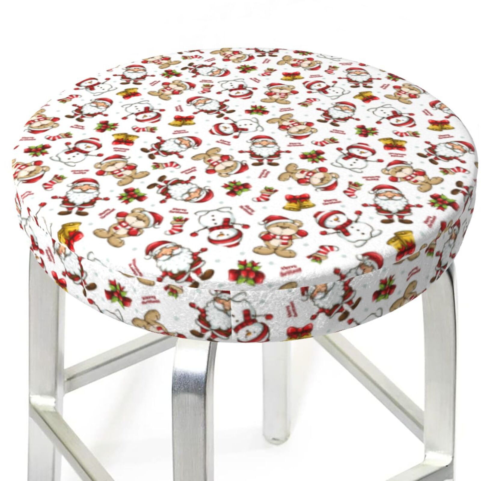 Bar Stool Covers Round, Christmas Santa Cartoon Snowman Bar Stool ...