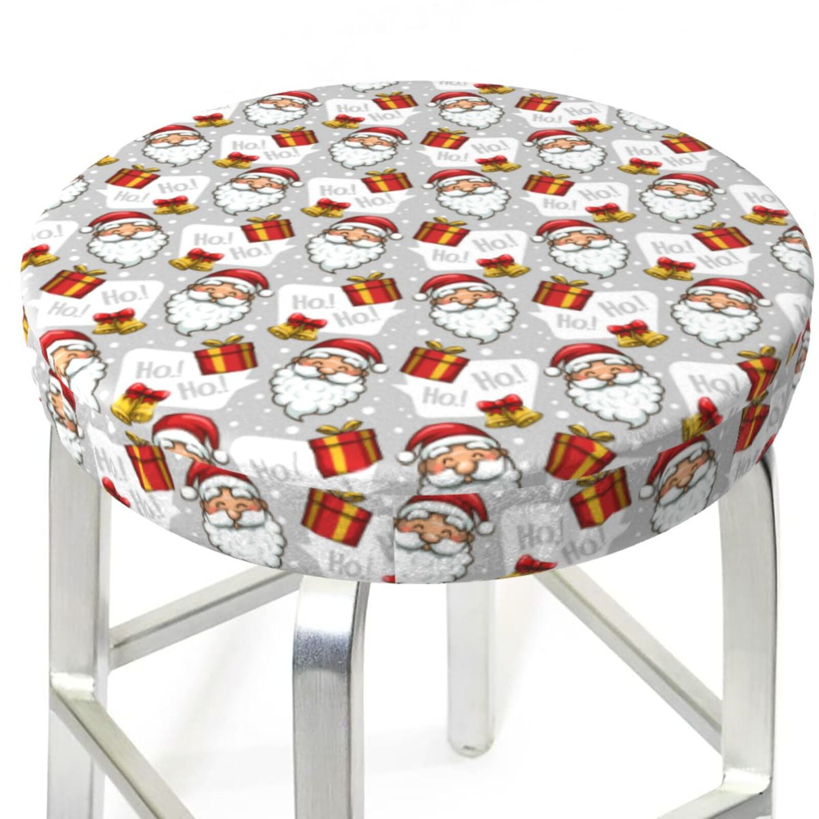 Bar Stool Covers Round, Christmas Santa Claus Washable Round Seat ...