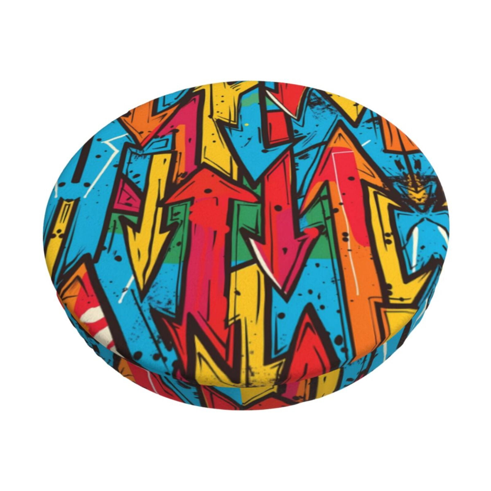 Bar Stool Covers Round, Colorful Arrow Graffiti Pattern Bar Stool ...