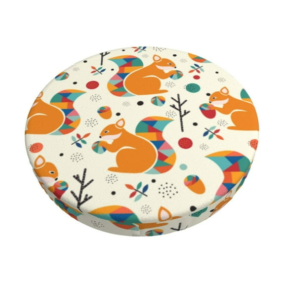 Bar Stool Covers Round, Colorful Cartoon Cute Squirrel Bar Stool ...