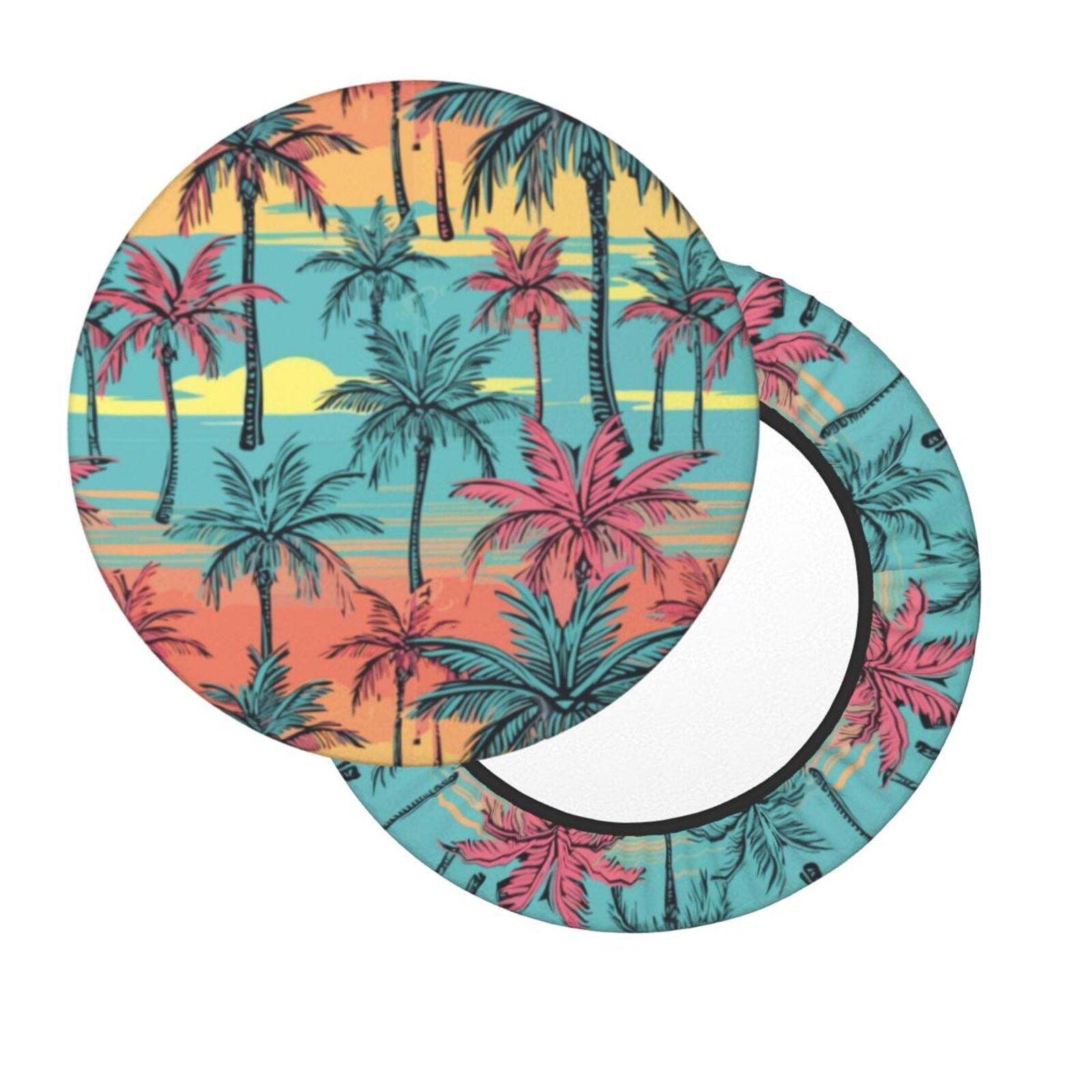Bar Stool Covers Round - Colorful Hawaii Palms Soft Anti-Slip Round ...