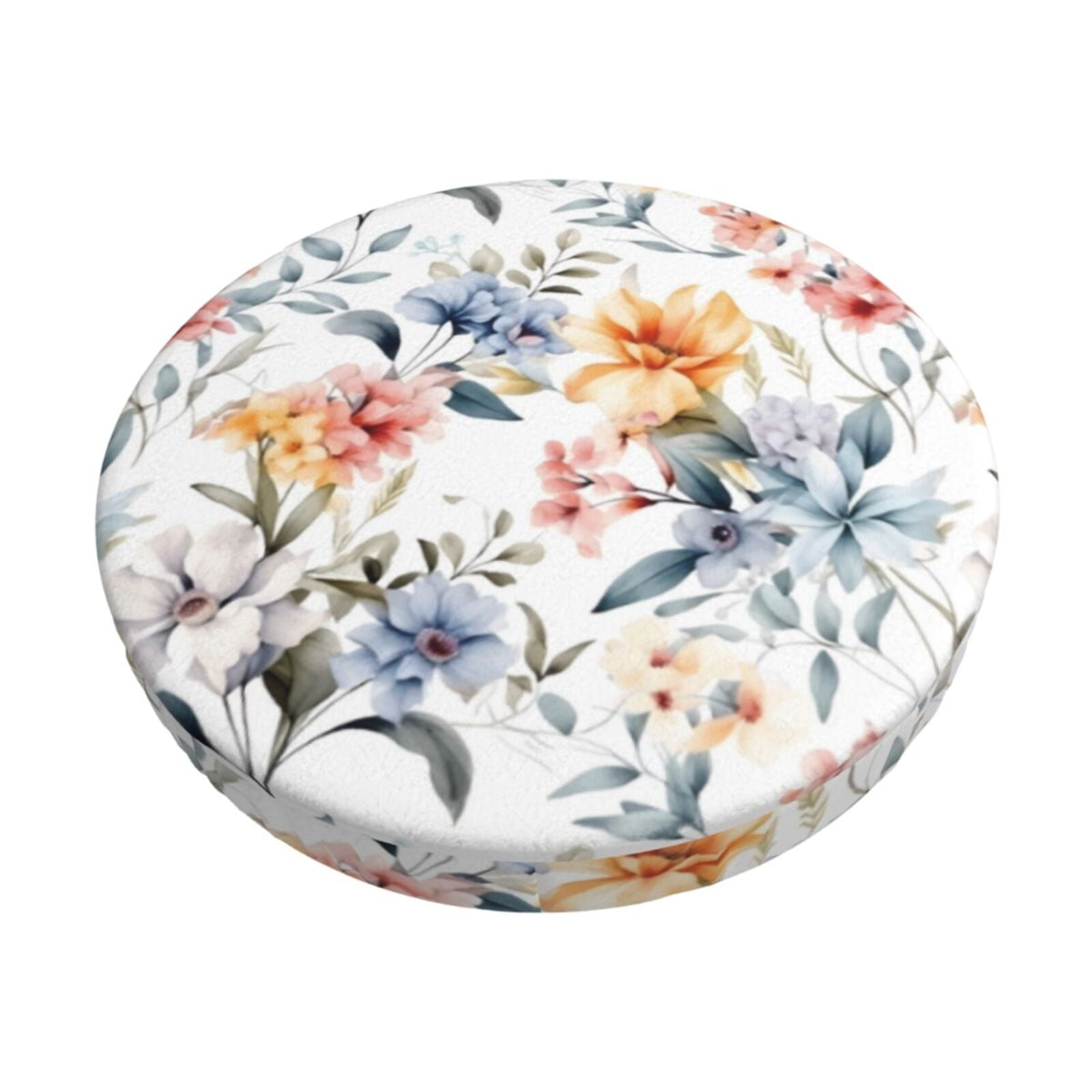 Bar Stool Covers Round, Colorful Lilies Flowers A Bar Stool Cushion ...