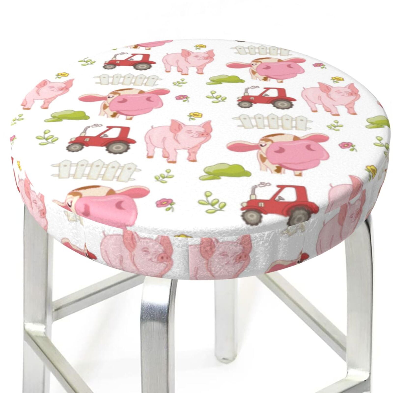Bar Stool Covers Round, Cow And Pig Bar Stool Cushion Covers Seat ...