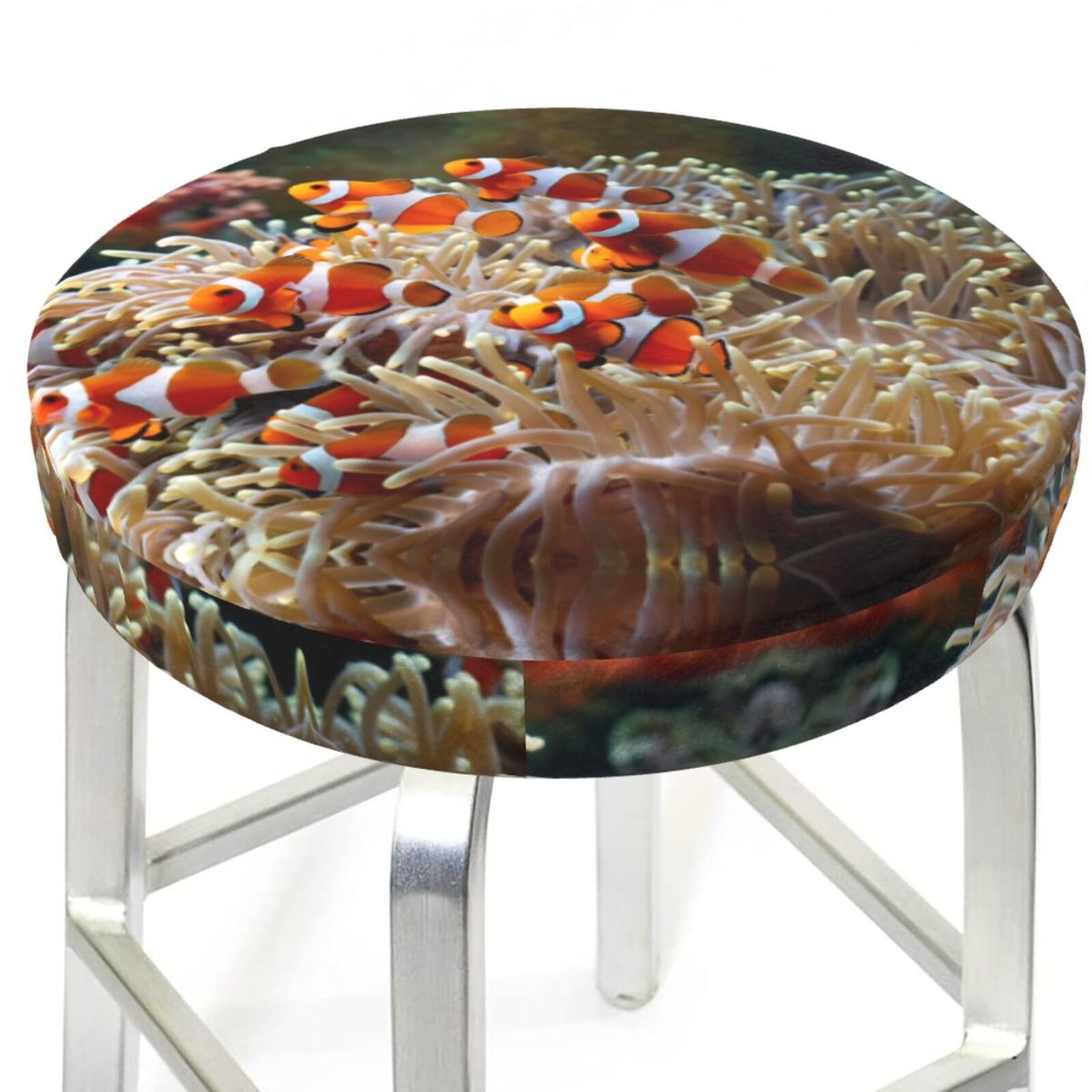 Bar Stool Covers Round, Cute Anemone Fish Bar Stool Cushion Covers Seat ...