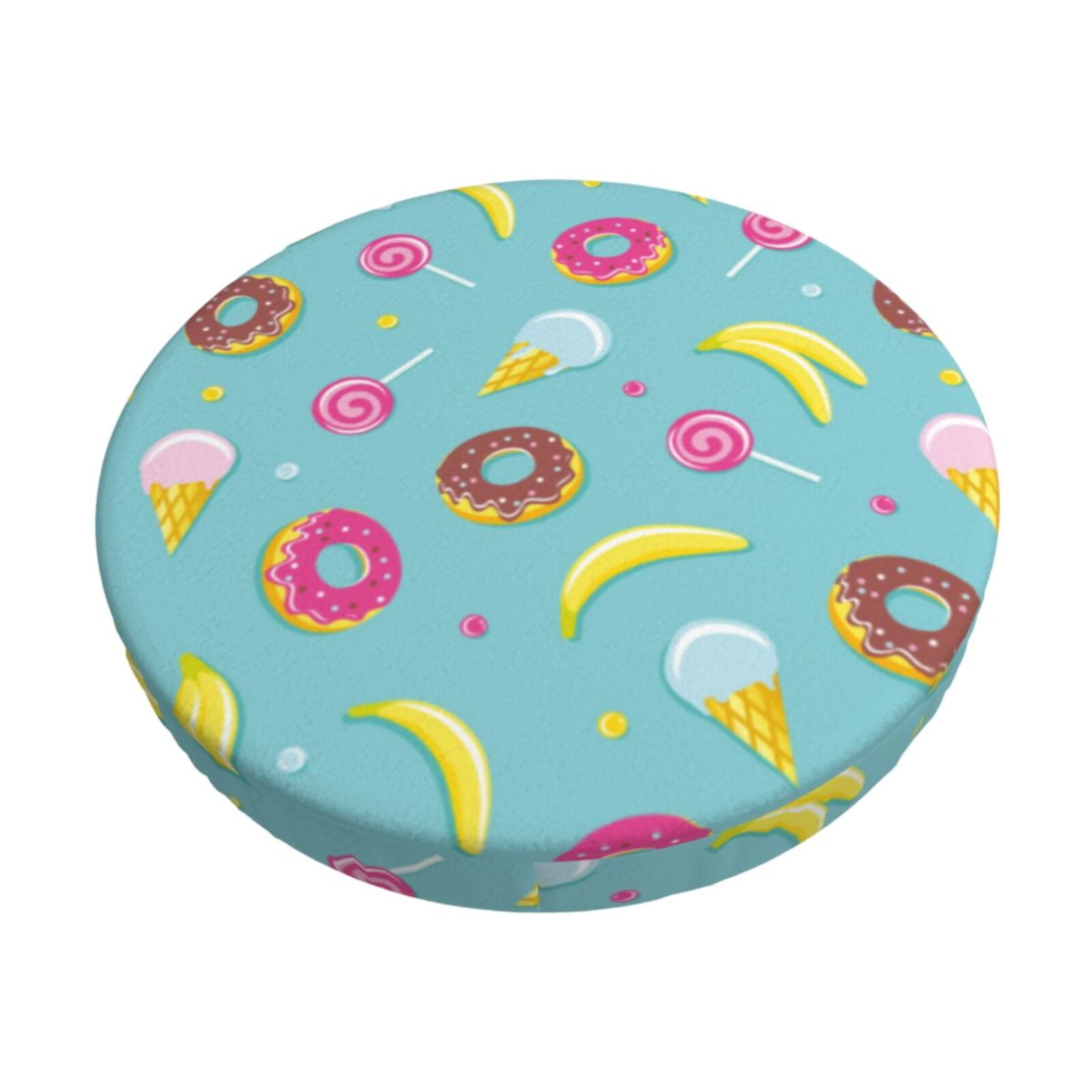 Bar Stool Covers Round, Cute Banana Candy Ice Cream Bar Stool Cushion ...